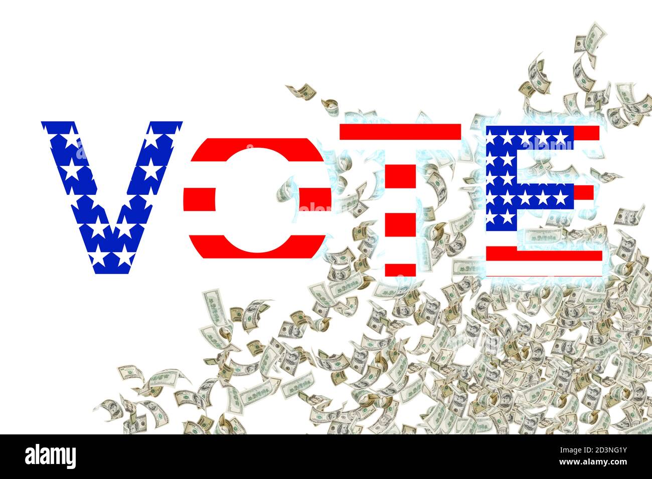 vote and dollar banknote on national flag background Stock Photo - Alamy