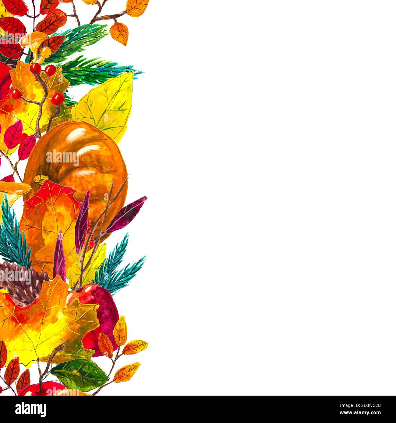 Autumn leaves border. Watercolor hand drawn frame Stock Photo - Alamy