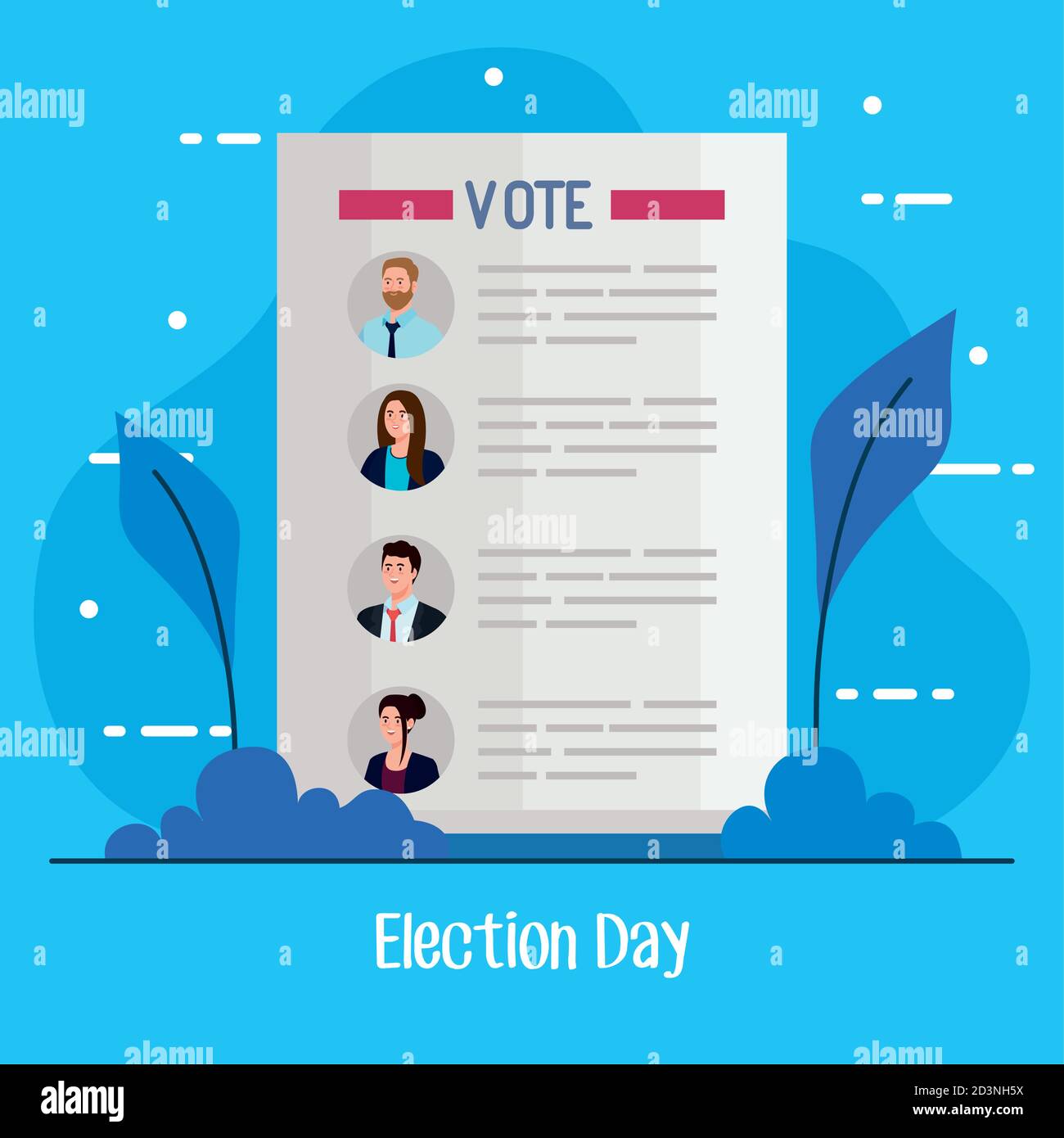 election day vote presidents paper with leaves vector design Stock ...