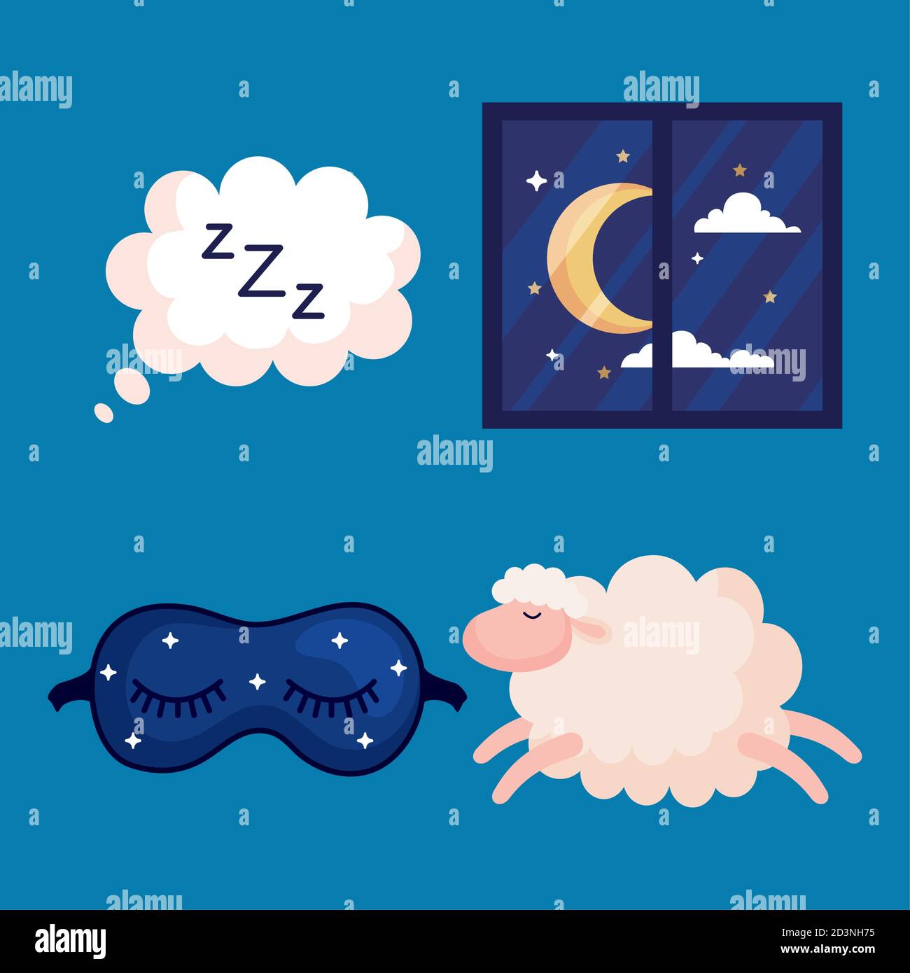 insomnia bubble window mask and sheep vector design Stock Vector Image ...