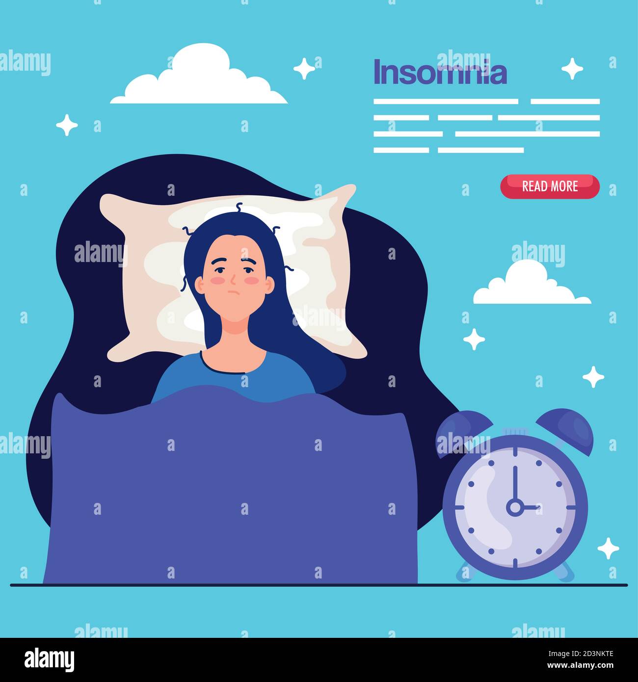 insomnia woman on bed with clock vector design Stock Vector Image & Art ...