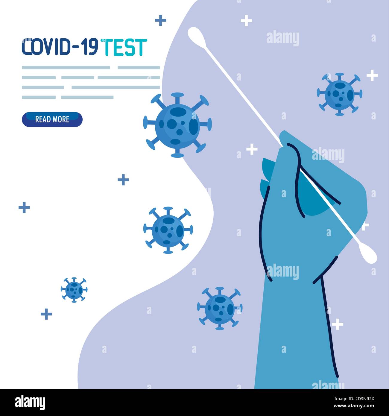 covid 19 virus test hand with glove holding swab vector design Stock ...