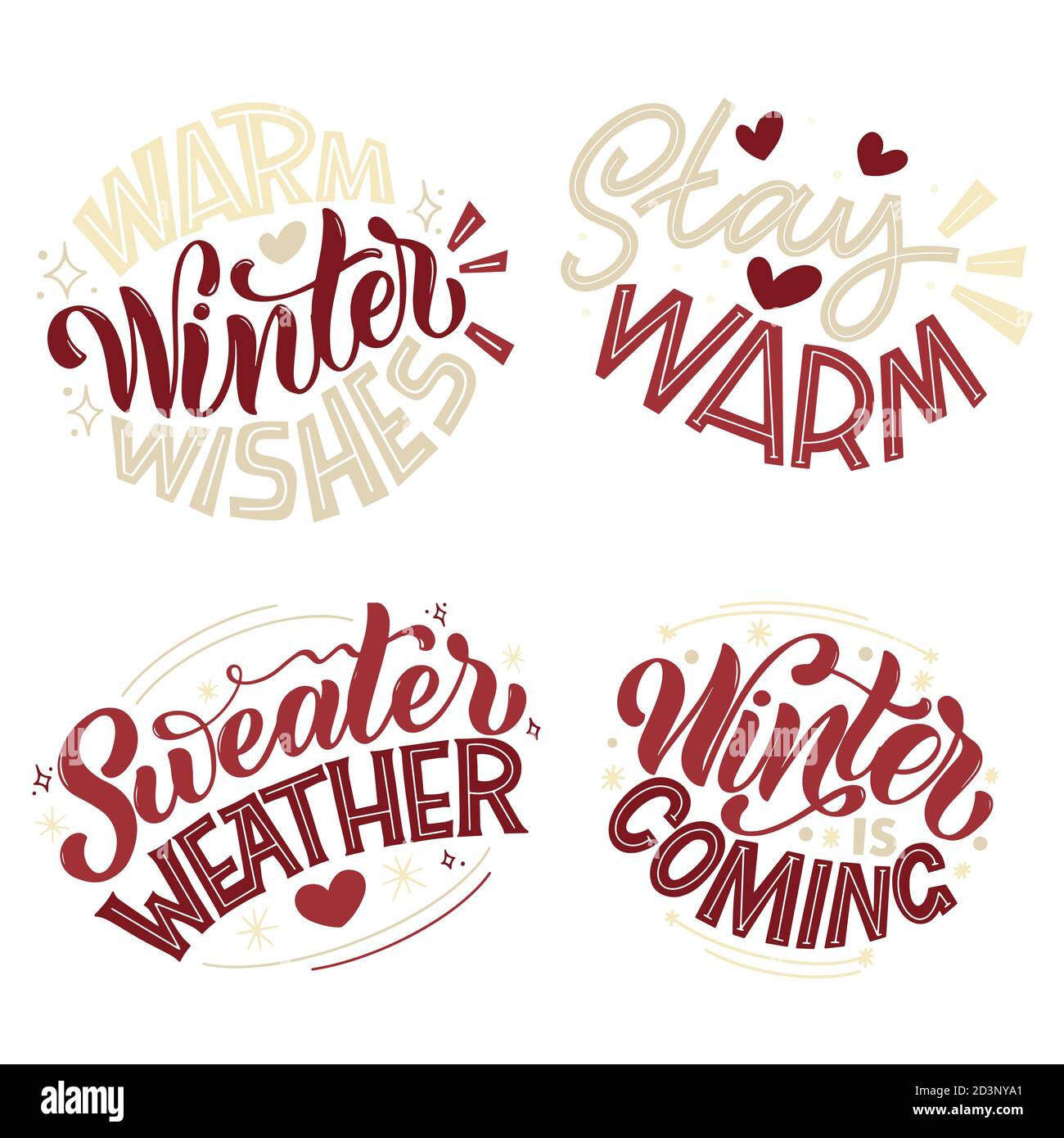 Handwritten winter lettering set. Winter and New Year card design ...