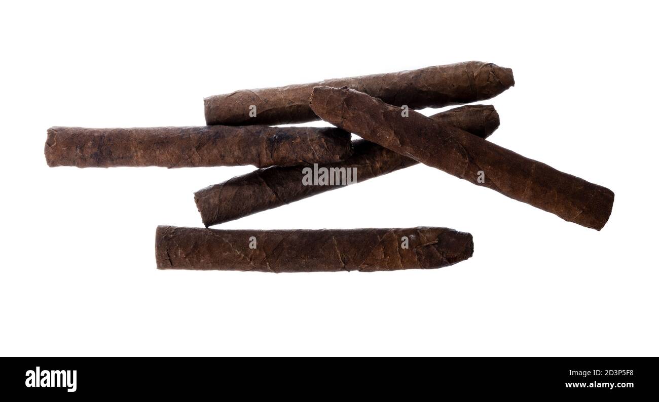 Hand rolled cigars isolated on white background Stock Photo - Alamy