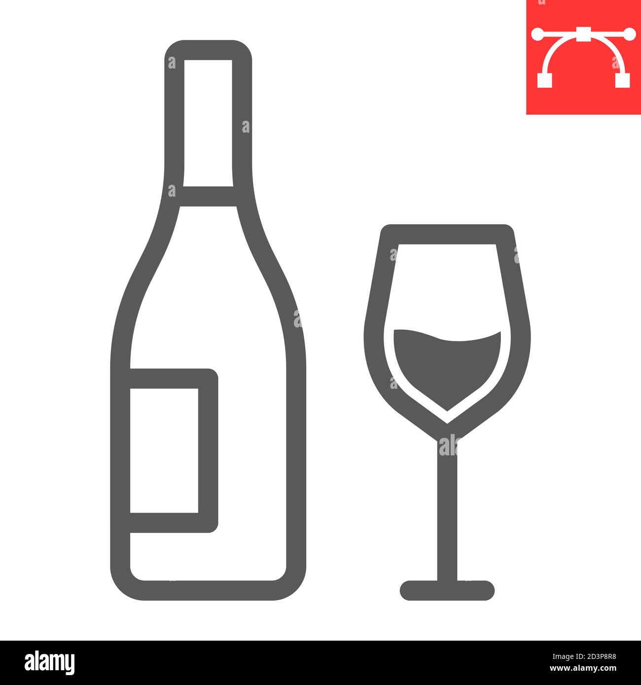 Wine line icon, thanksgiving and beverage, glass of wine sign vector ...