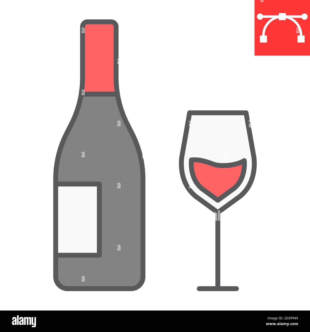 Wine color line icon, thanksgiving and beverage, glass of wine sign ...