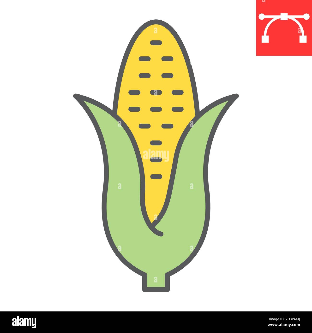 Corn color line icon, thanksgiving and sweetcorn, maize sign vector ...