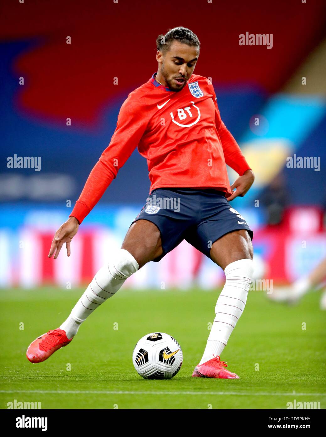 England's Dominic Calvert-Lewin during the pre-match warm up prior to ...