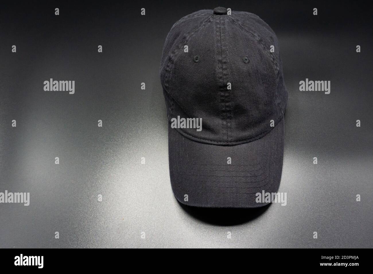 Black baseball cap. Top front view, isolated on gray background Stock ...