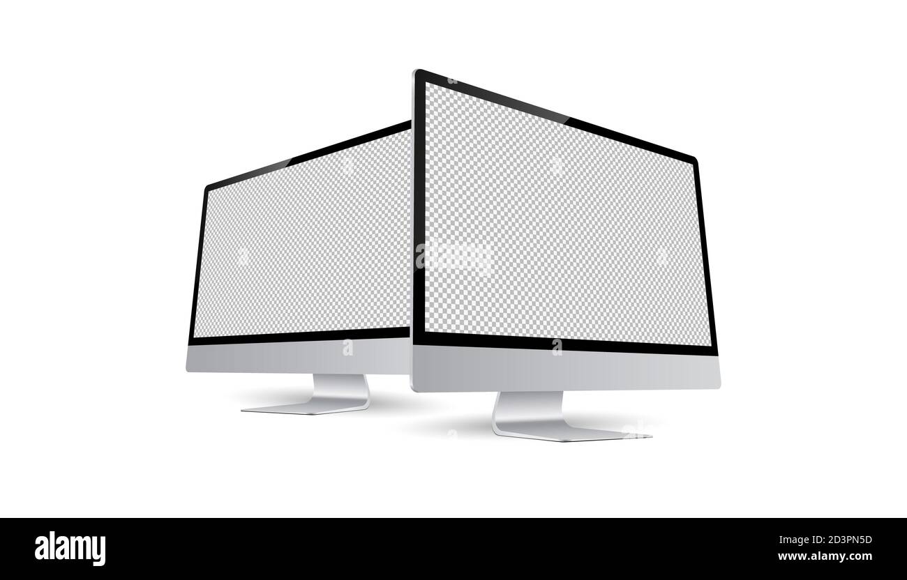Realistic computer monitor isolated on transparent background. Vector mockup. Vector ...