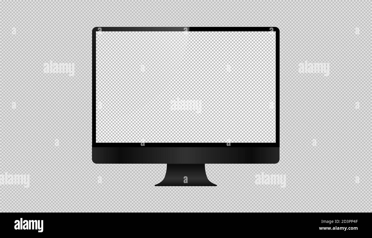 Realistic computer monitor isolated on transparent background. Vector ...