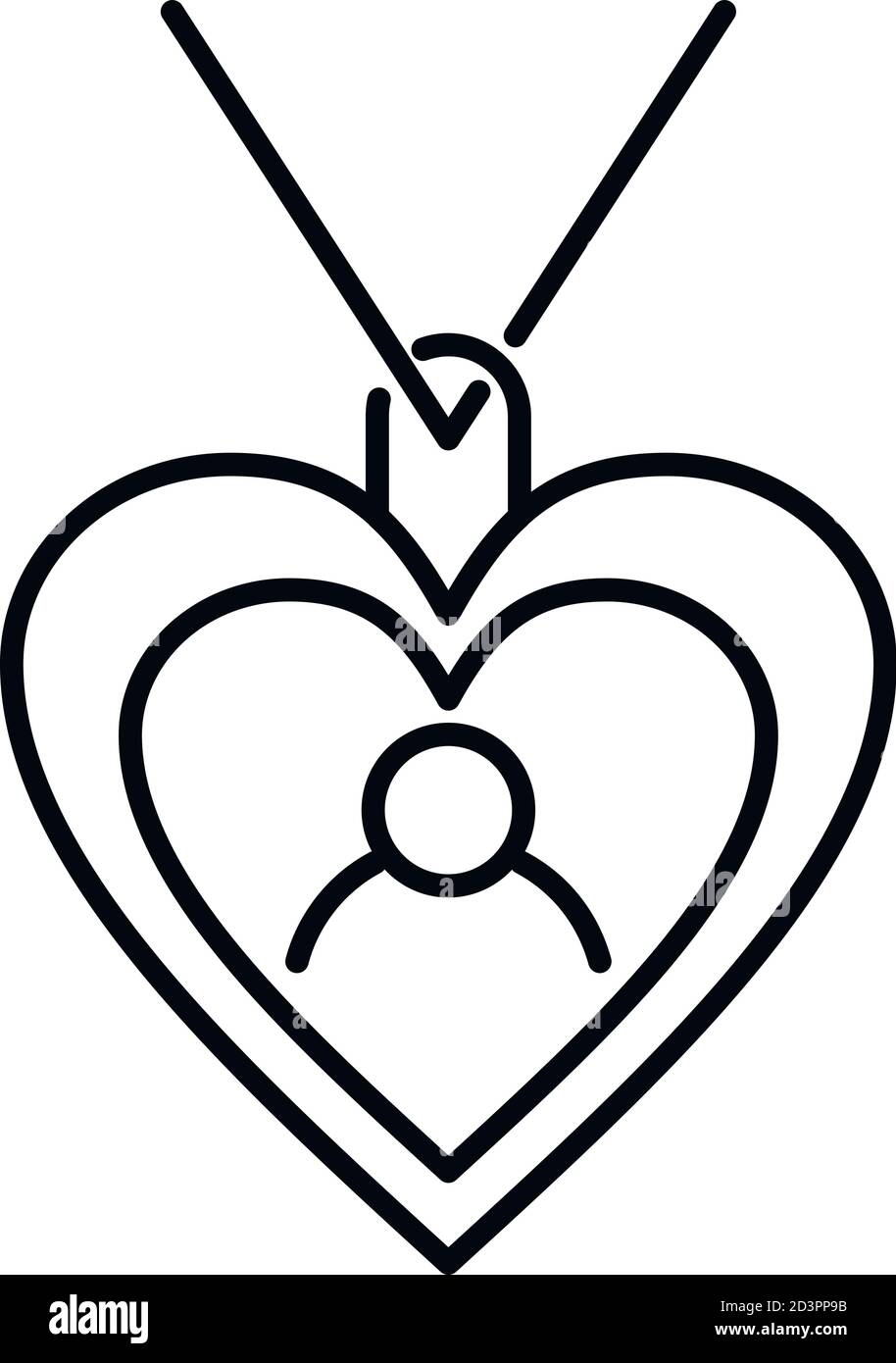 Emblem heart affection icon. Outline emblem heart affection vector icon ...