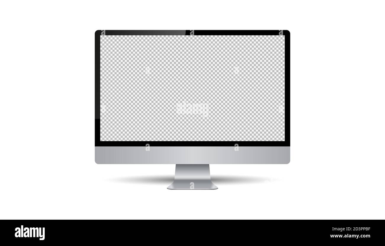 Realistic computer monitor isolated on transparent background. Vector mockup. Vector ...