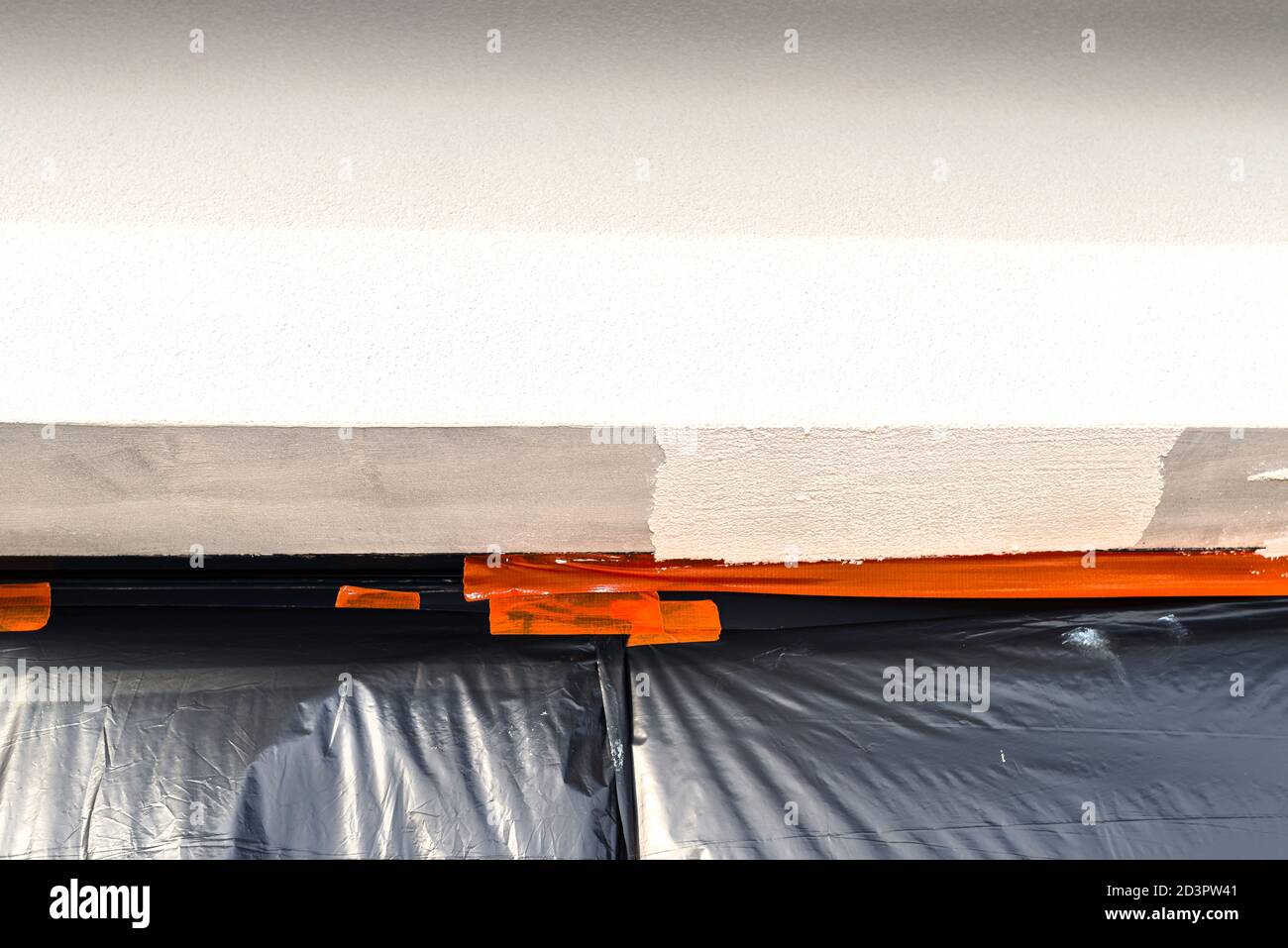 A newly applied layer of silicone plaster on the window jamb, the ...