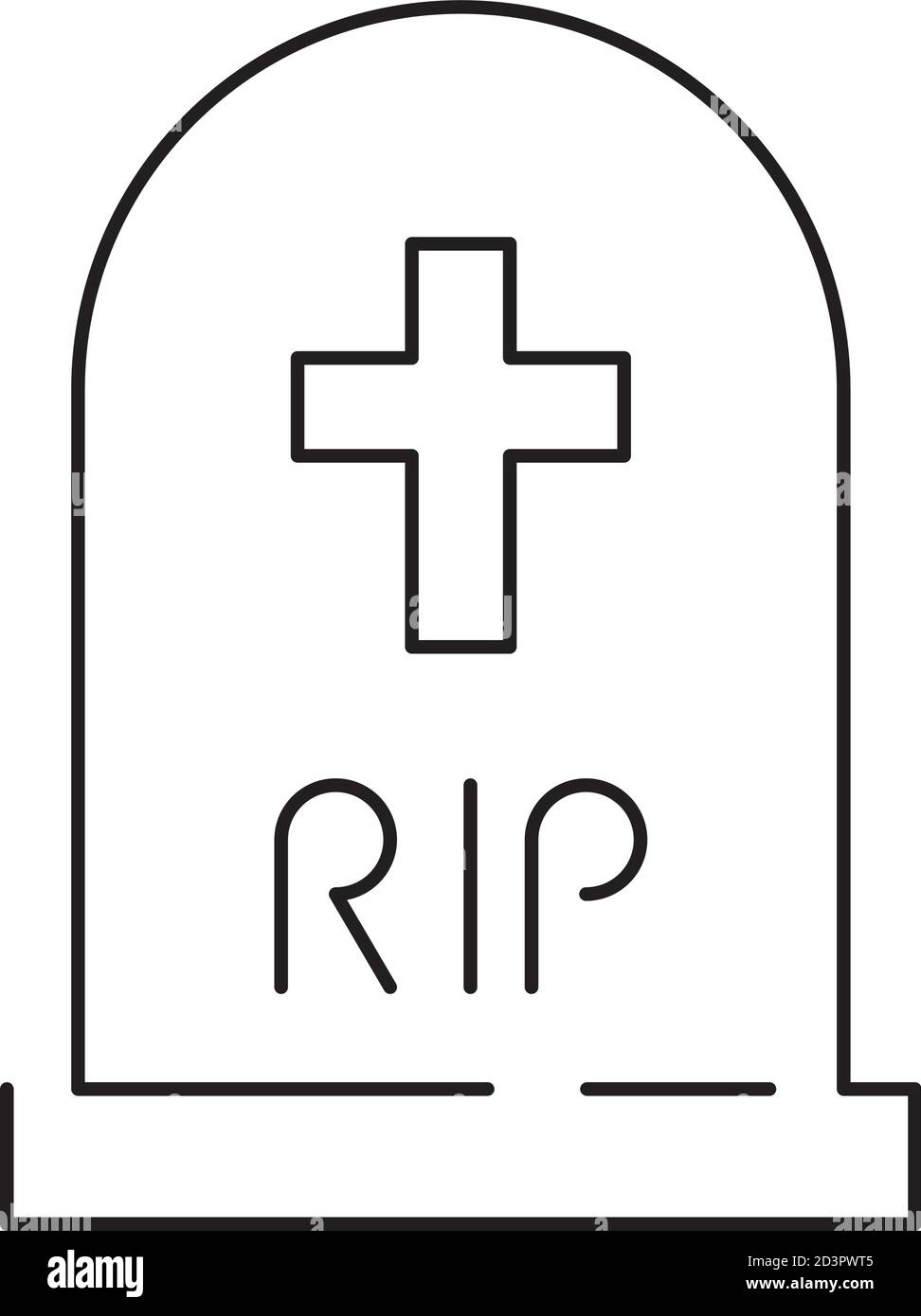 cemetery tomb with cross line style icon vector illustration design ...