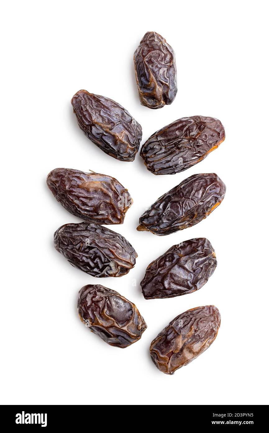 Dried dates fruit isolated on white background Stock Photo - Alamy