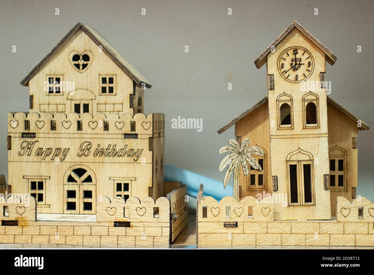 A great house handicraft made in wood and partex Stock Photo - Alamy