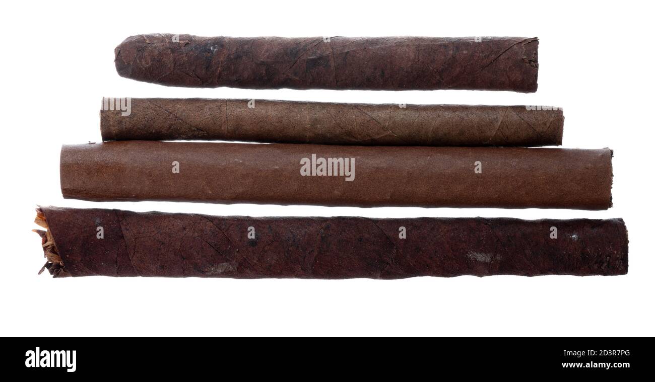 Hand rolled cigars isolated on white background Stock Photo - Alamy
