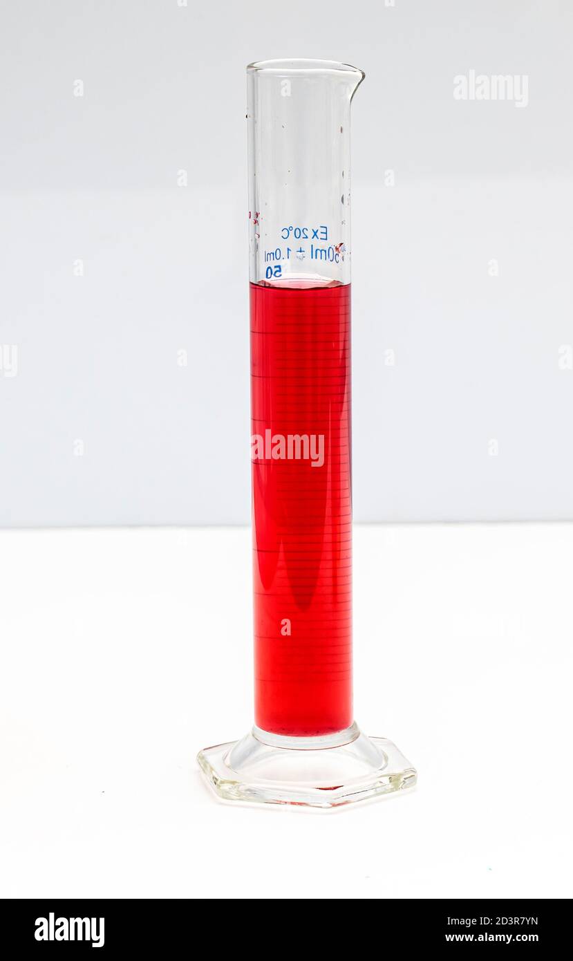 Chemical cylinder - lab glassware. Chemical measuring cylinder with ...
