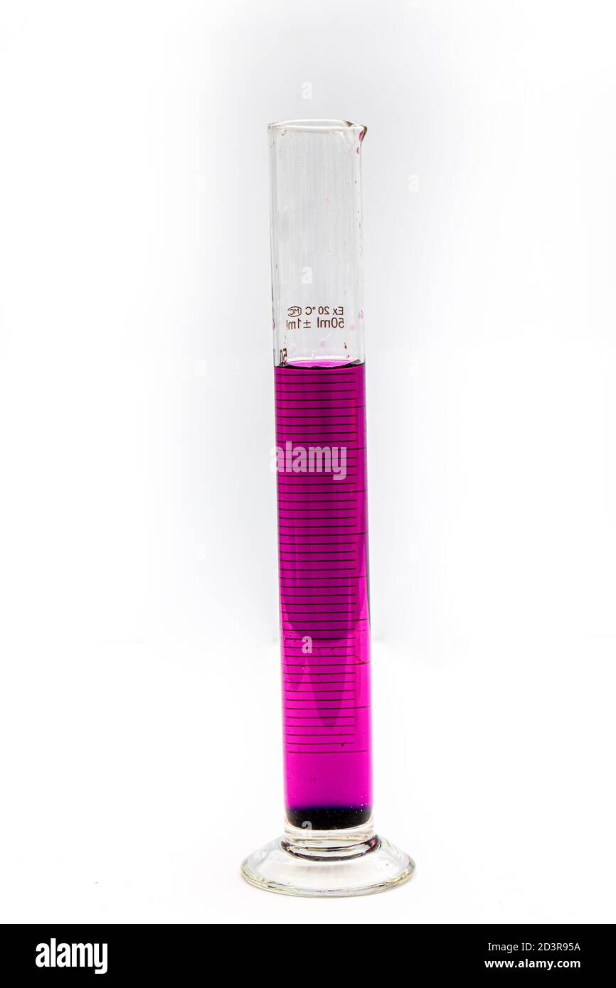 Chemical cylinder - lab glassware. Chemical measuring cylinder with ...