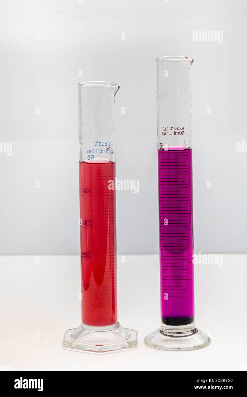 Chemical cylinder - lab glassware. Chemical measuring cylinder with ...