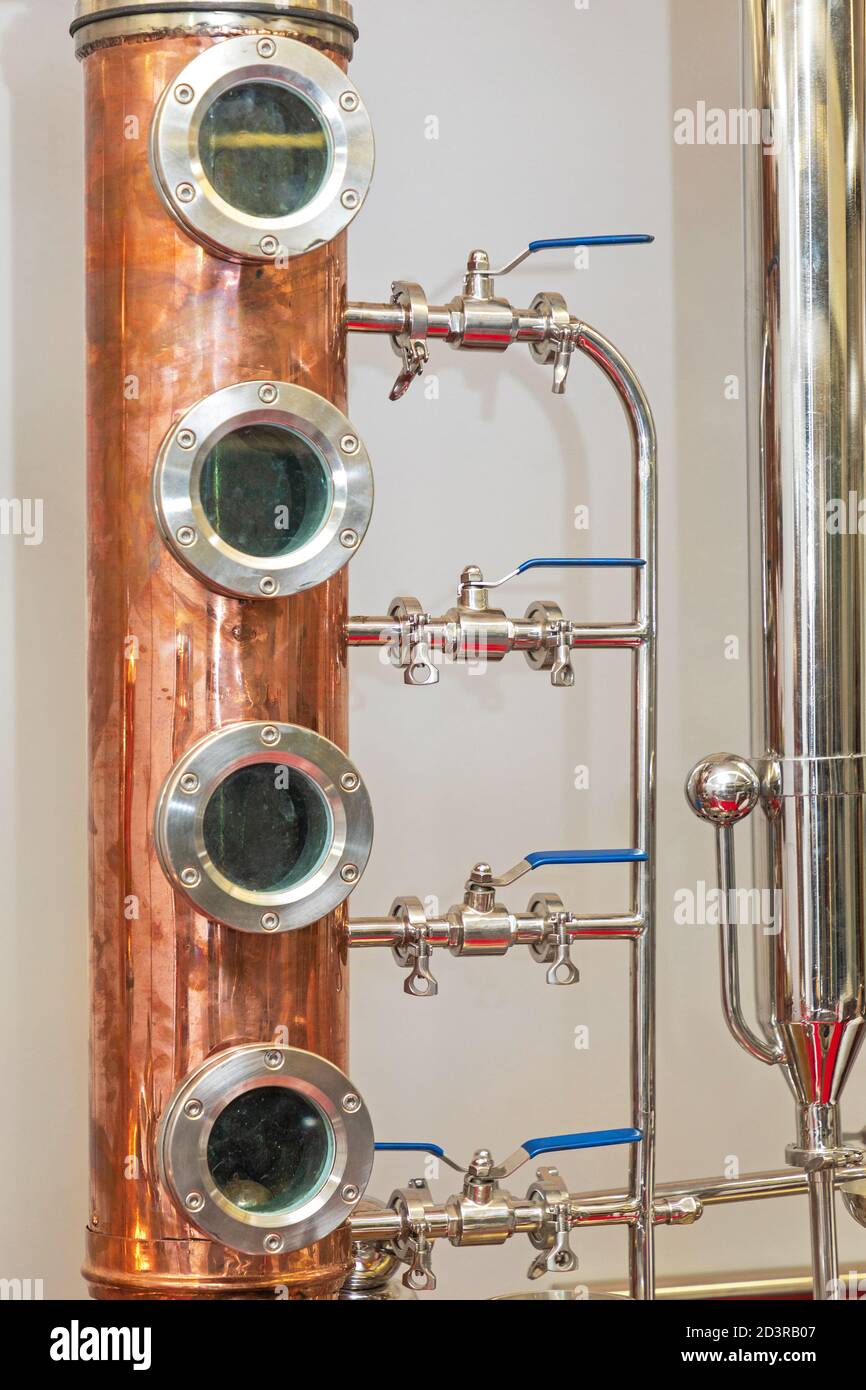 Copper Pipes Distillery Equipment Micro Brewery Device Stock Photo - Alamy