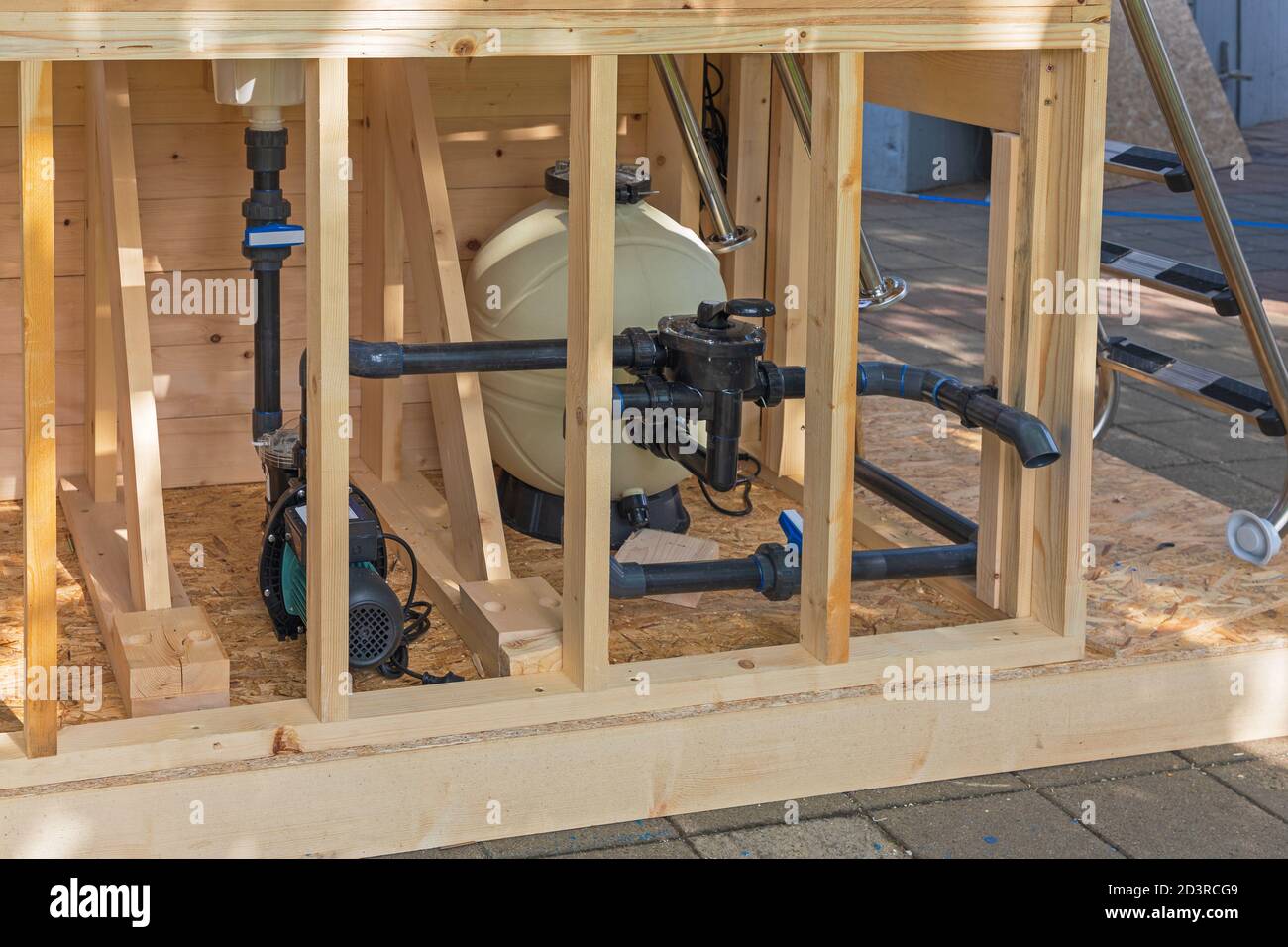 Under Swimming Pool Water Plumbing Fittings Utilities Stock Photo - Alamy