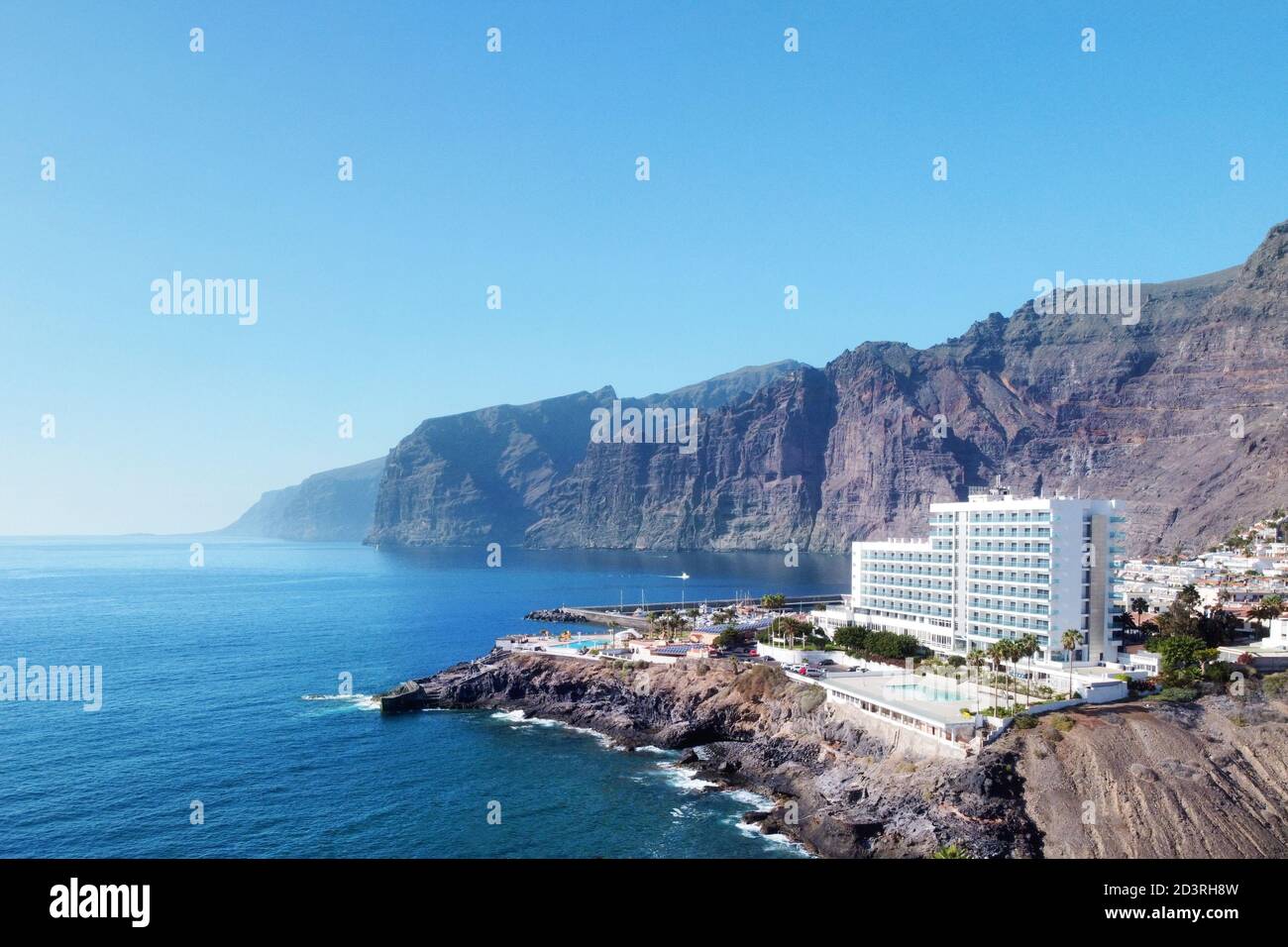 Aerial view of Los Gigantes Cliffs in Tenerife, Canary Islands, Spain ...