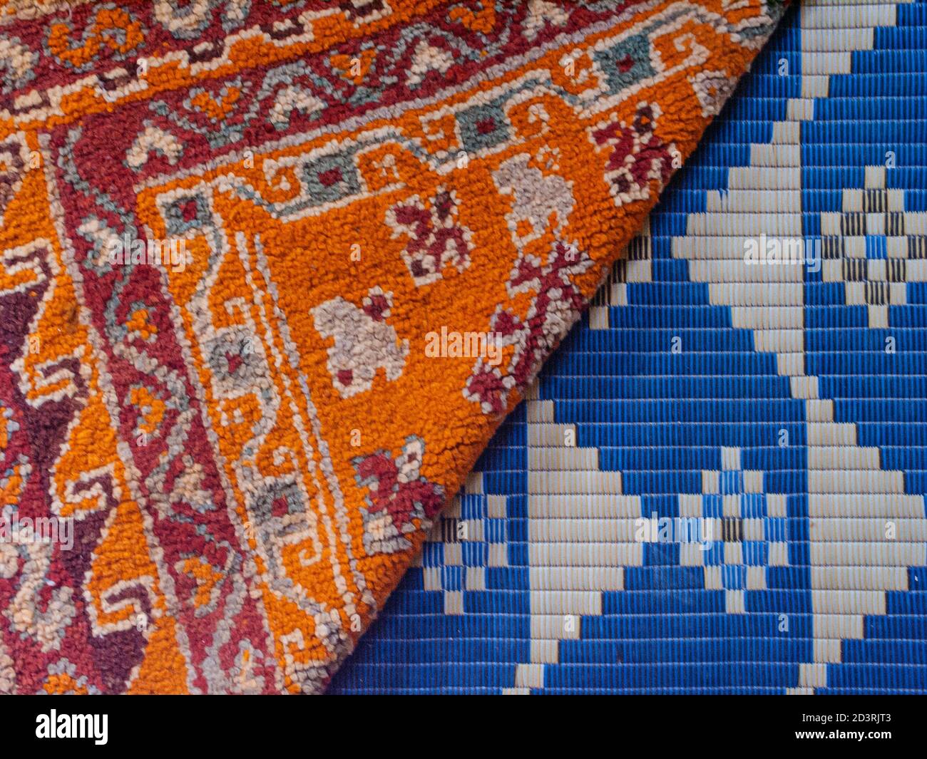 Carpets at the Kasbah du Tubkal Hotel in the village of Imlil and the ...