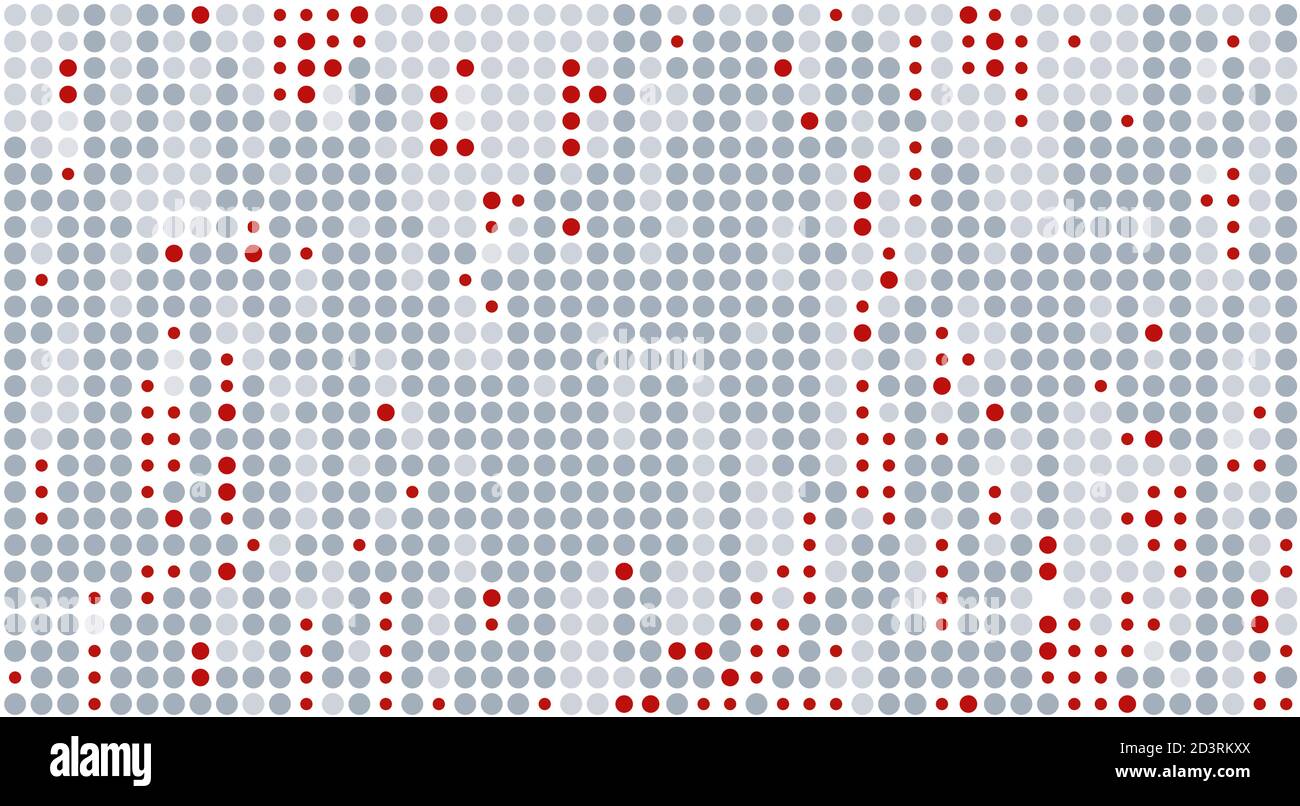 Abstract tech pattern with gray and red dots on a white. Vector graphic ...