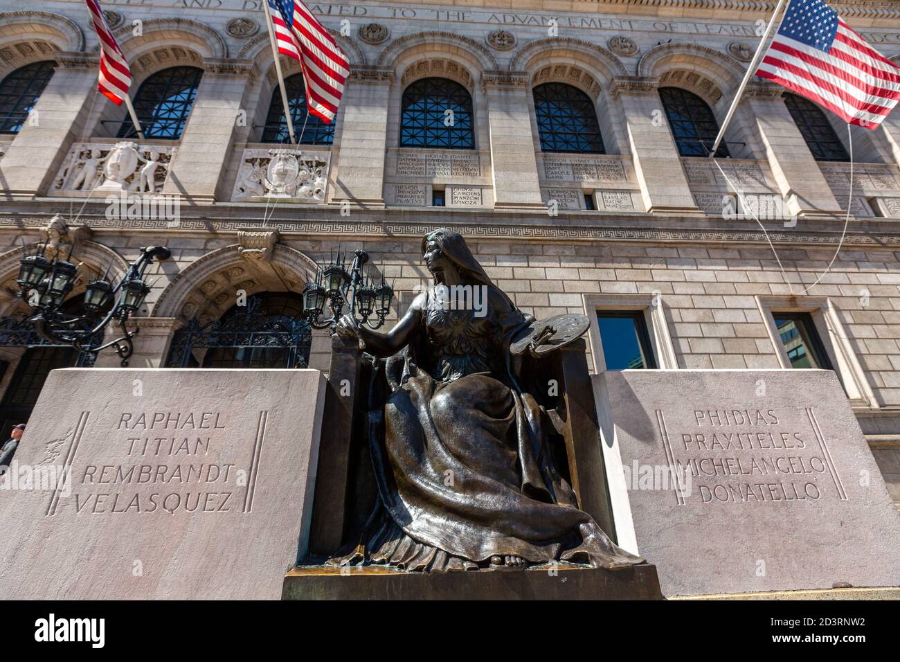 Art allegorical statue in Facade of McKim Building, Copley Square ...