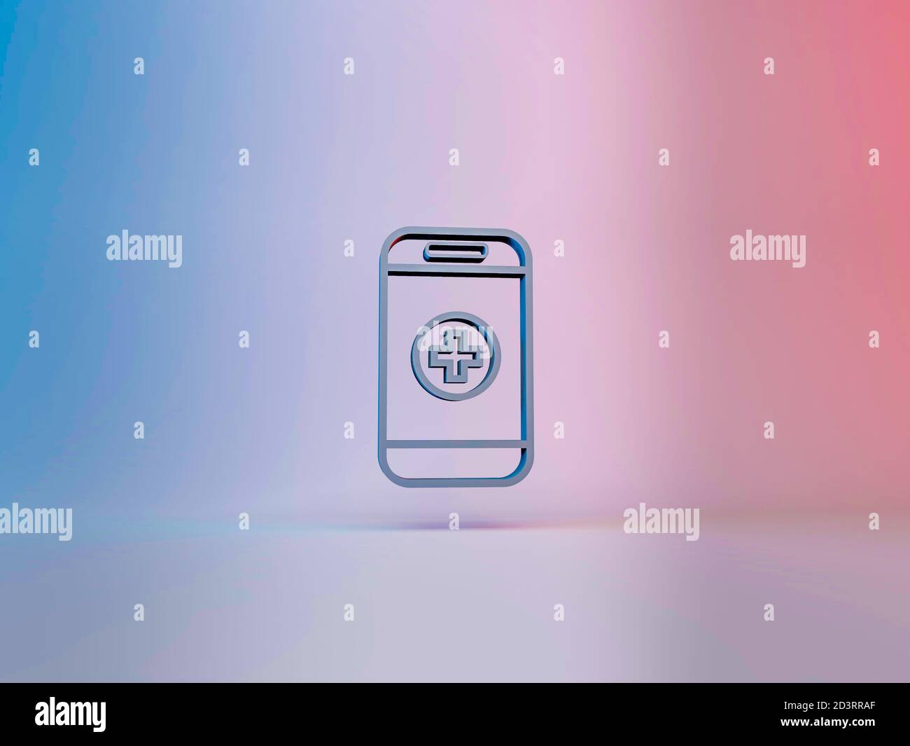 3D illustration of a mobile phone with healthcare icon on gradient ...