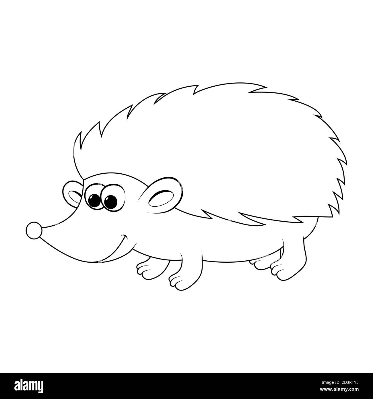Hedgehog outline isolated on white. Contour autumnal shape for kids ...