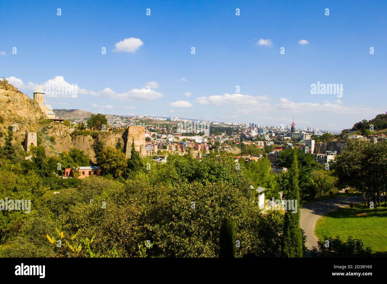 Old town view of Tbilisi, landmarks and architecture. City center and ...