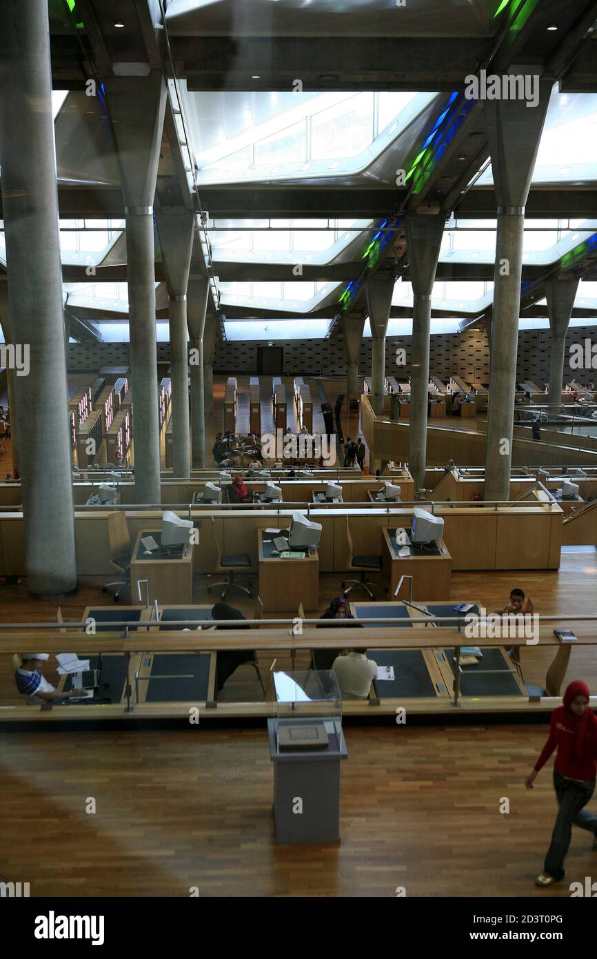 Bibliotheca Alexandrina, the new and famous Library of Alexandria Stock ...