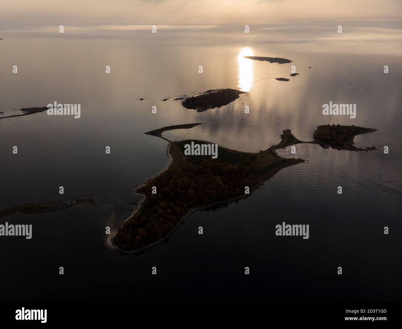 Islands in the White Sea. Solovetsky archipelago. Sunset at sea Stock ...