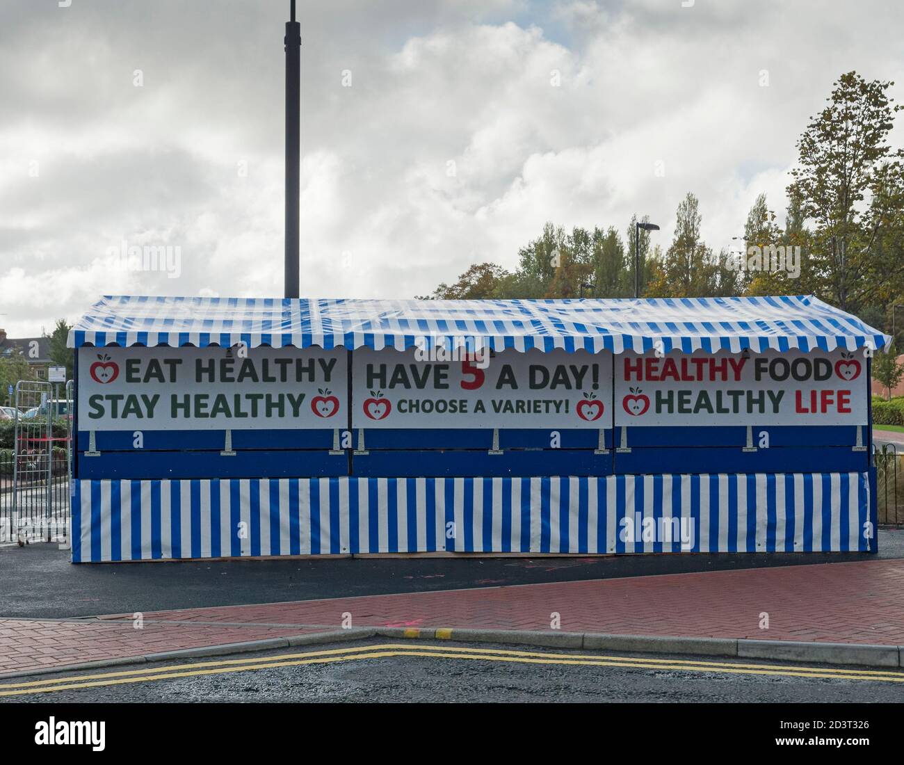 Stall at Newcastle Royal Victoria Hospital, UK promoting healthy eating ...