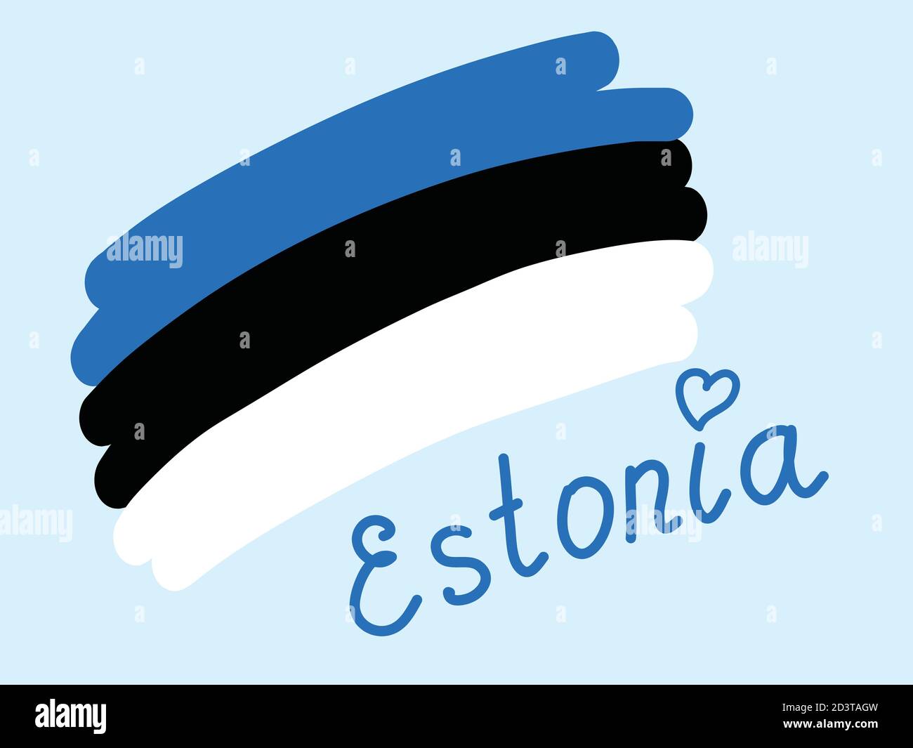 National flag of the state of Estonia with heart, vector illustration ...