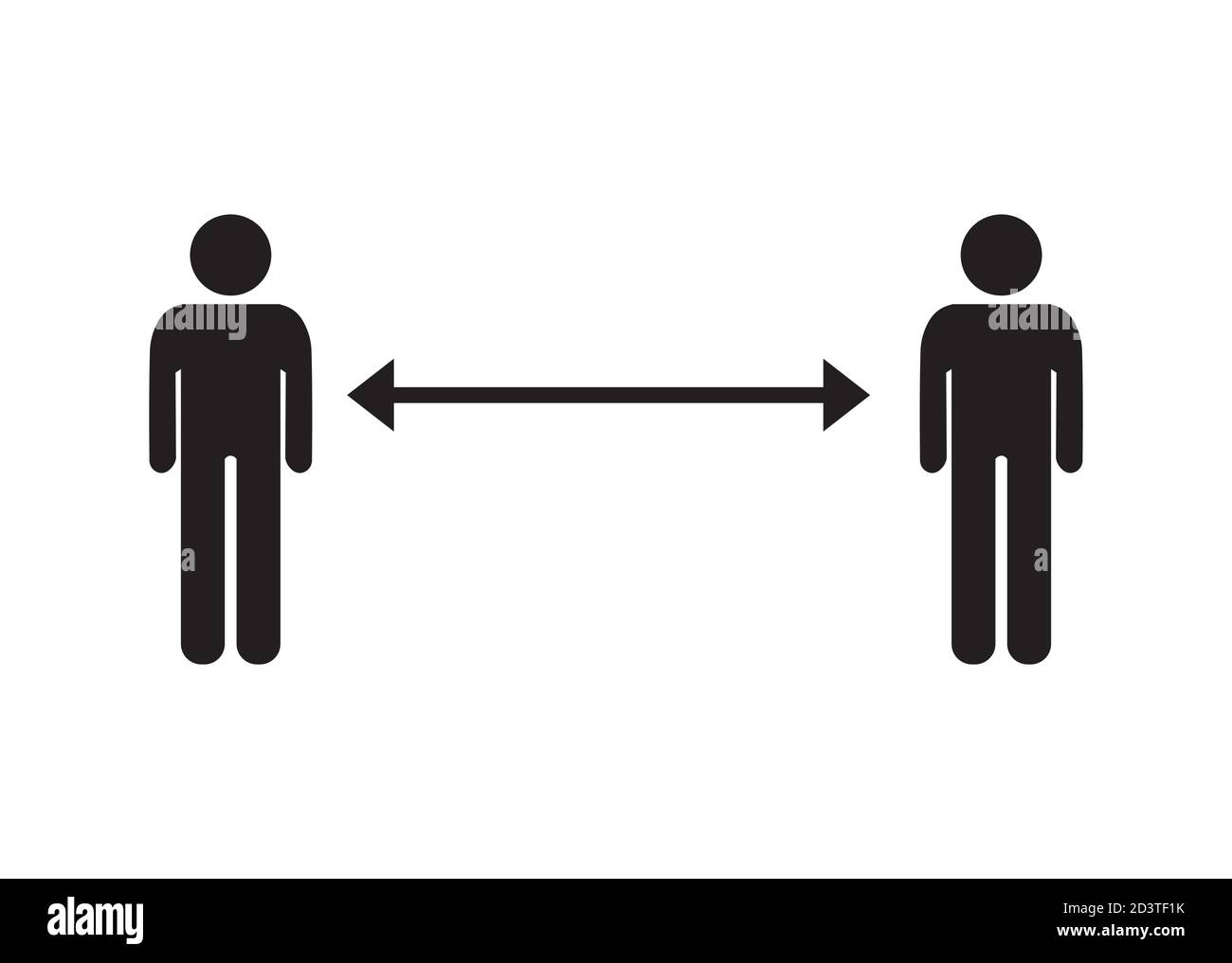 warning with two figures of people , keep the distance. social ...