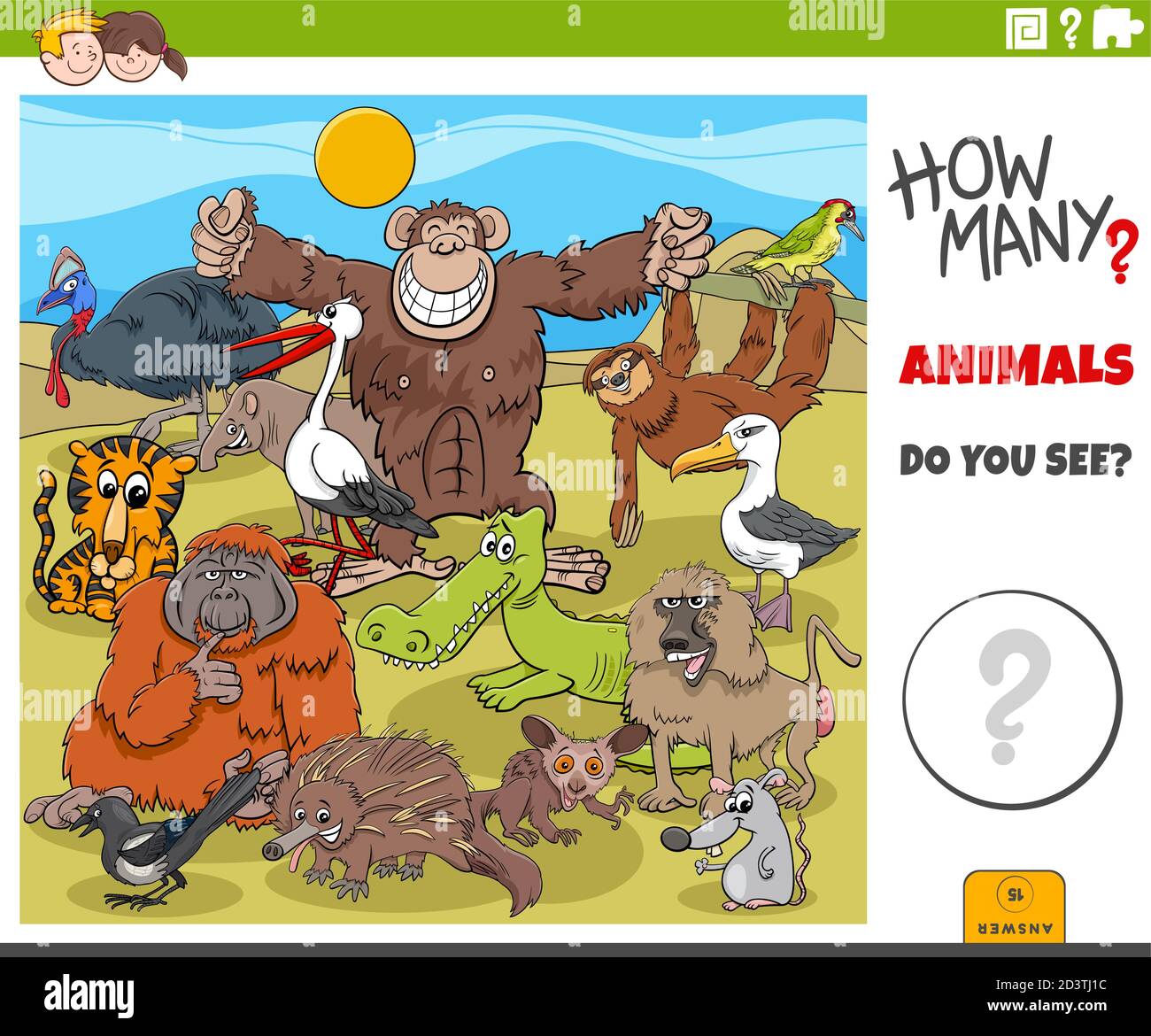 Illustration of Educational Counting Game for Children with Cartoon ...