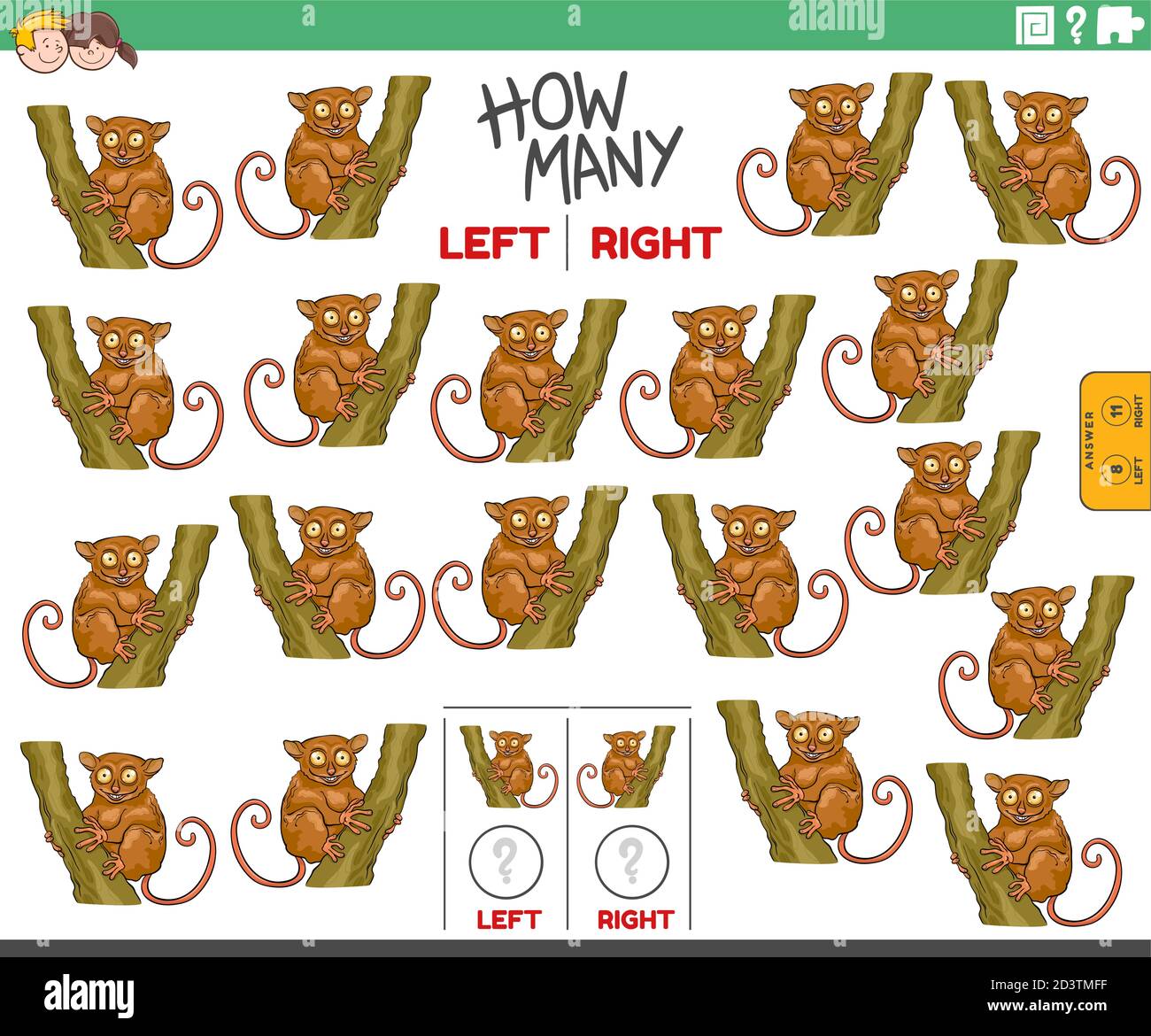Cartoon Illustration of Educational Task of Counting Left and Right ...