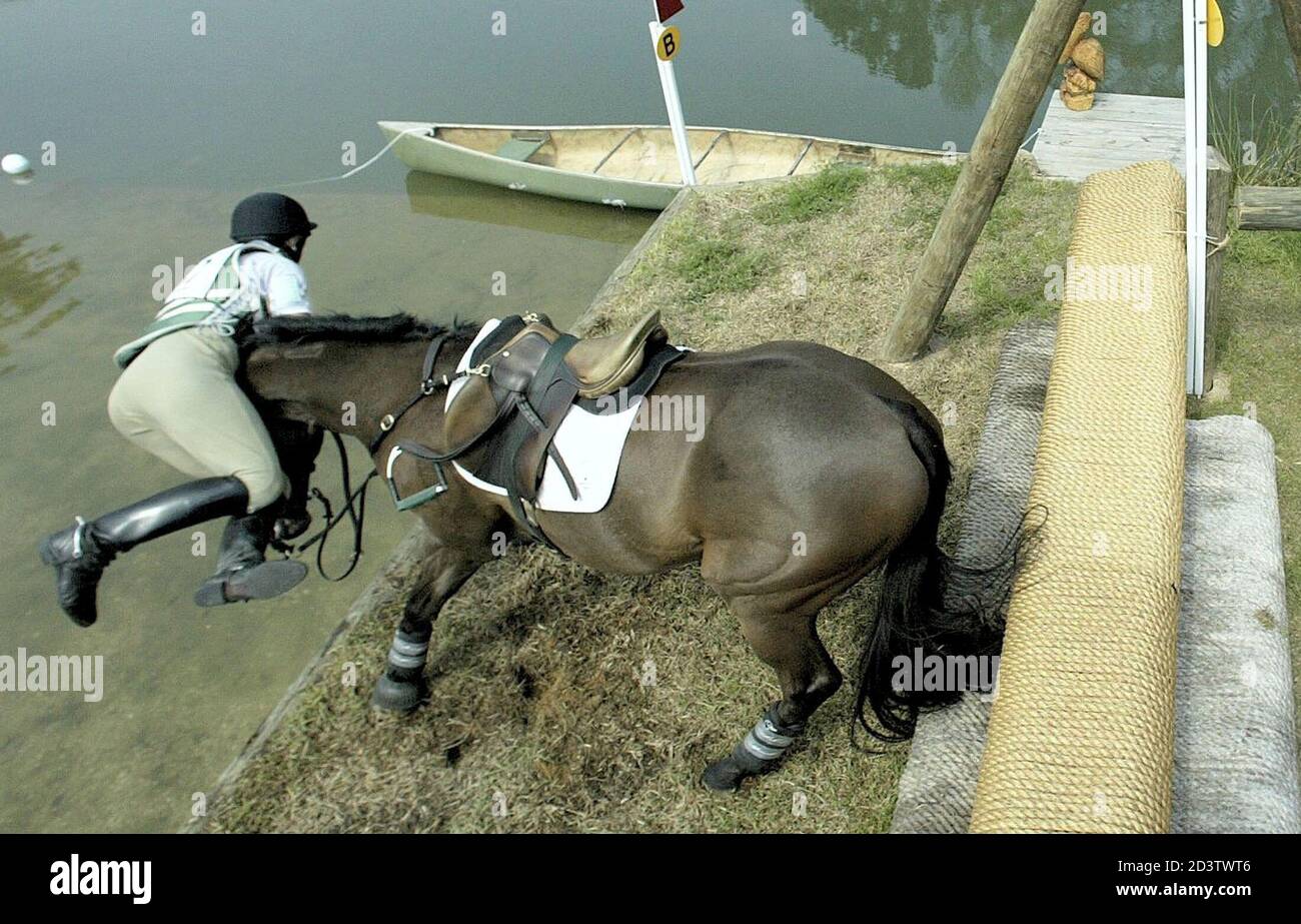 Horse landing after jump hi-res stock photography and images - Alamy