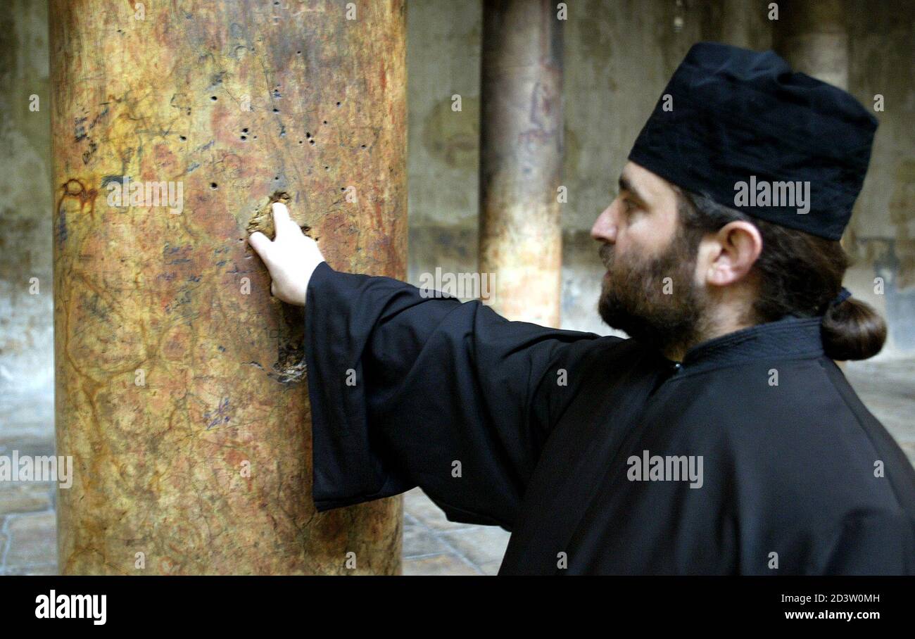 Church of nativity column bethlehem hi-res stock photography and images ...