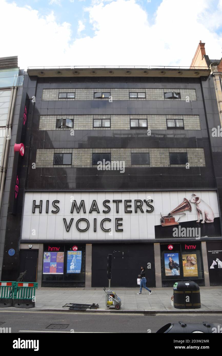 Exterior view of the HMV flagship store on Oxford Street, London, which ...