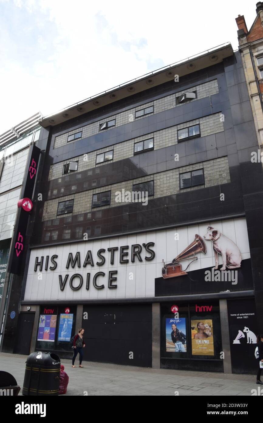 Exterior view of the HMV flagship store on Oxford Street, London, which ...