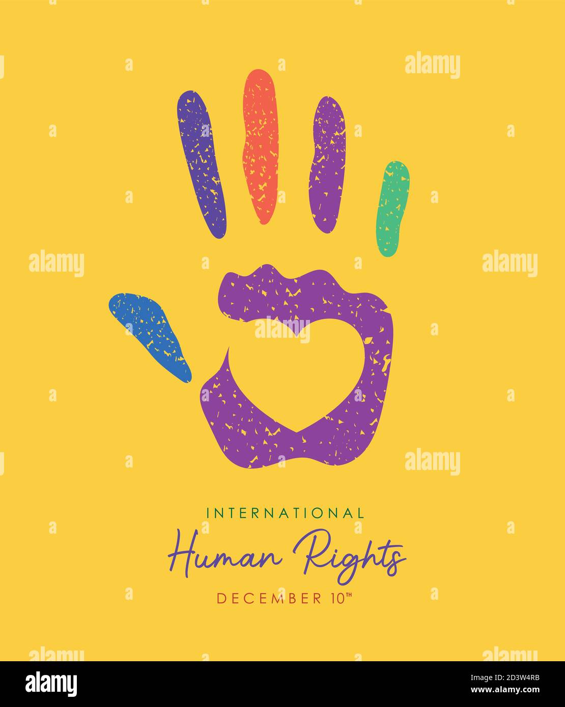 international human rights and hand with heart print vector design ...