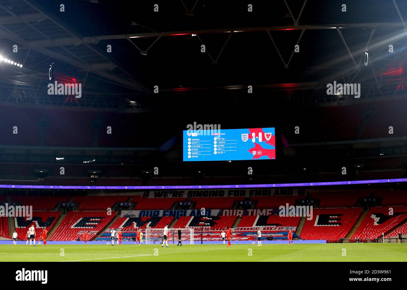 A general view of the scoreboard at the end of the international ...