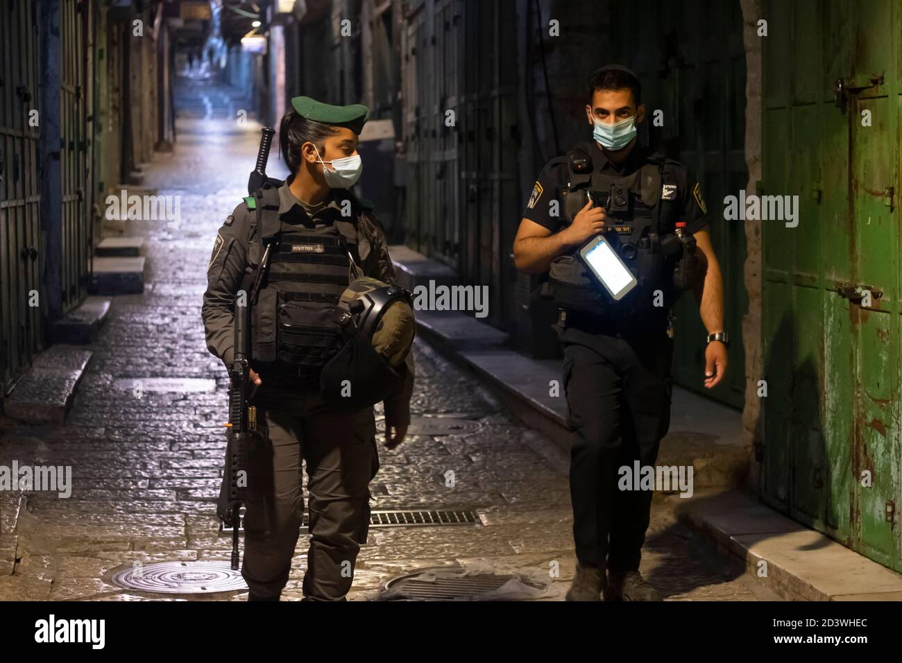 Israeli border police wearing face mask due to the COVID-19 coronavirus ...