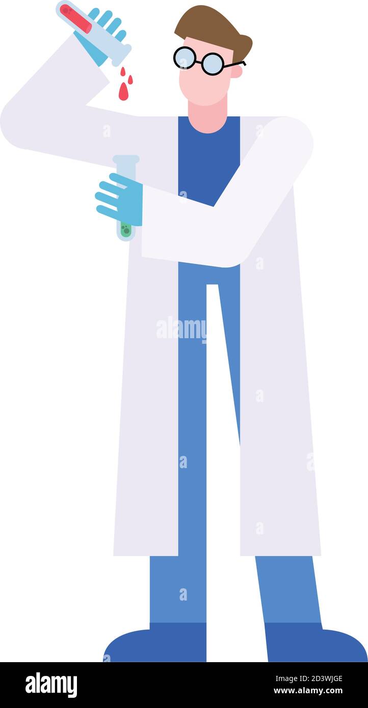 chemical man with tubes design, science and laboratory theme Vector ...