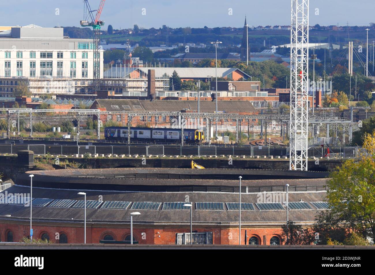 An industrial scene in Leeds. The tower crane is on the Monk Bridge ...